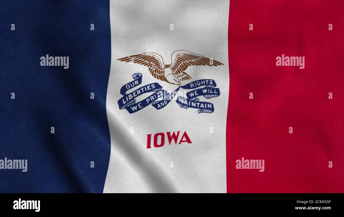 State flag of Iowa waving in the wind. 3d illustration Stock Photo - Alamy