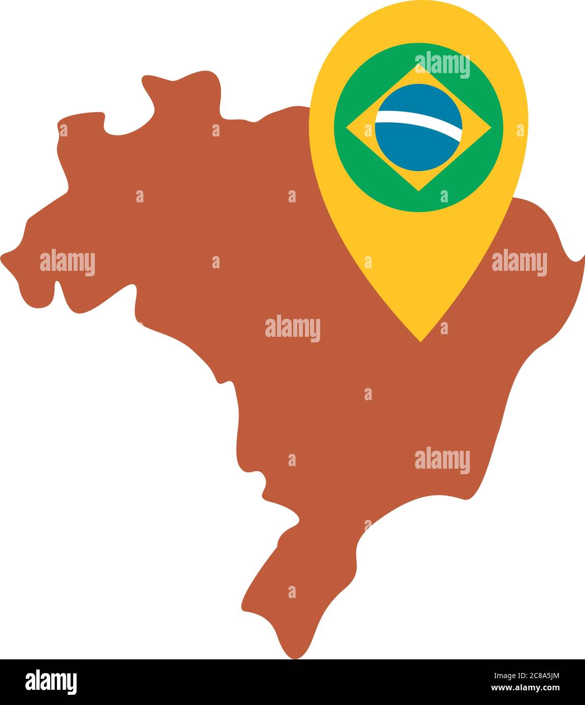 Brazil map with gps mark flat style icon design, Culture tourism ...