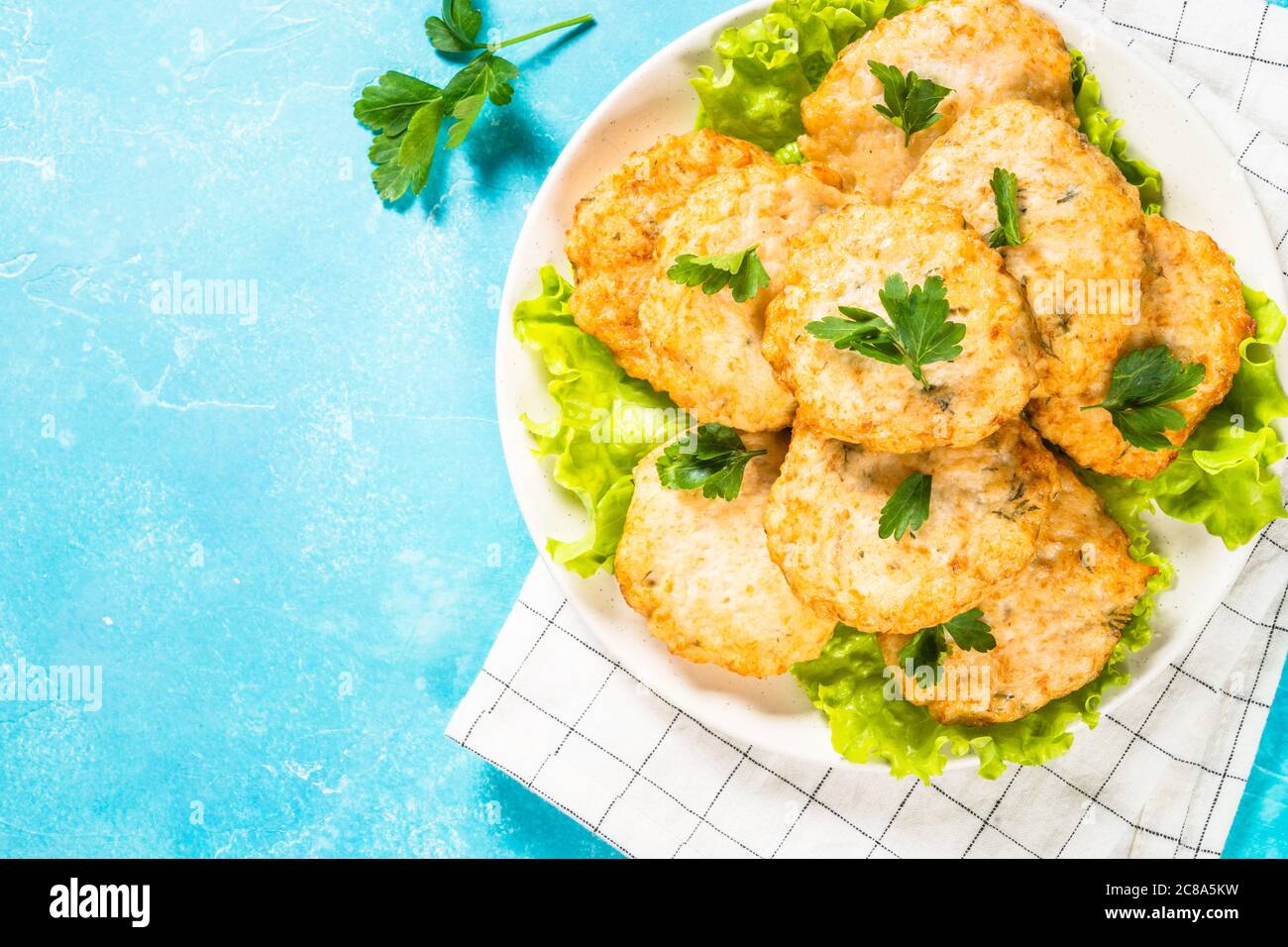 Chicken cutlet in the plate Stock Photo - Alamy