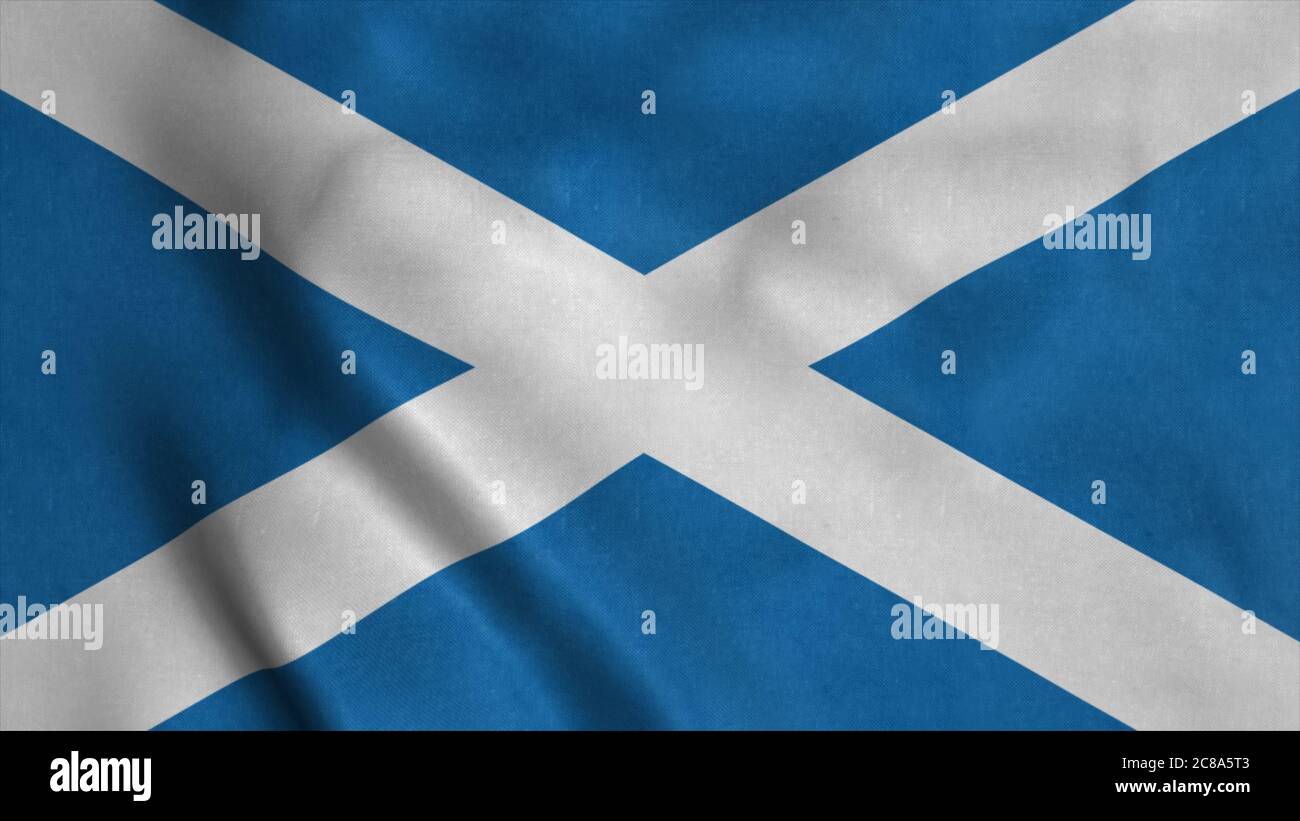 Scotland flag waving in the wind. 3d illustration Stock Photo - Alamy