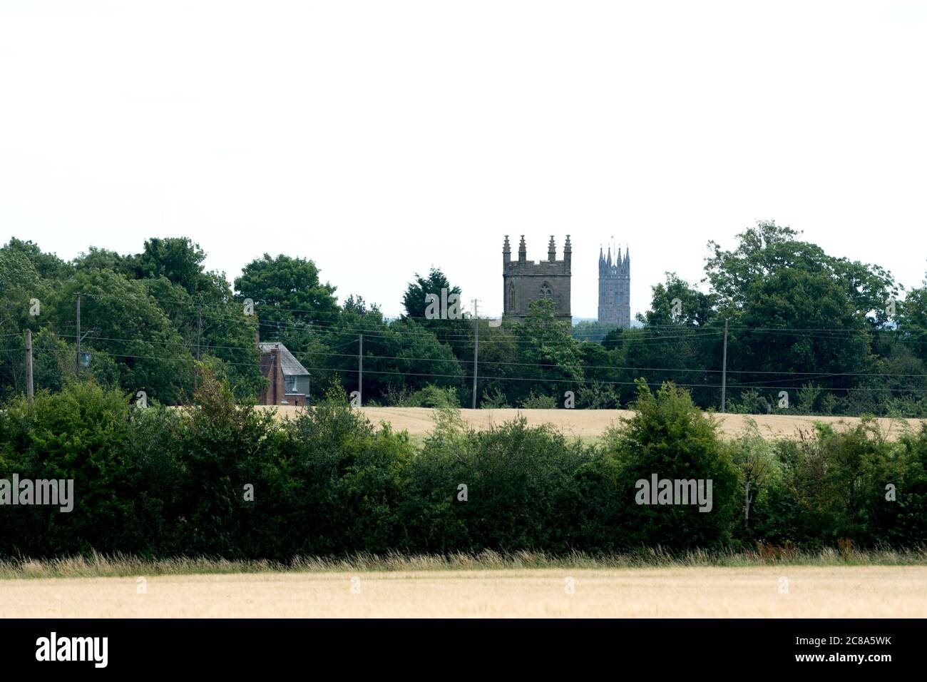 A view of St. Michael`s Church, Budbrooke, with St. Mary`s Church ...