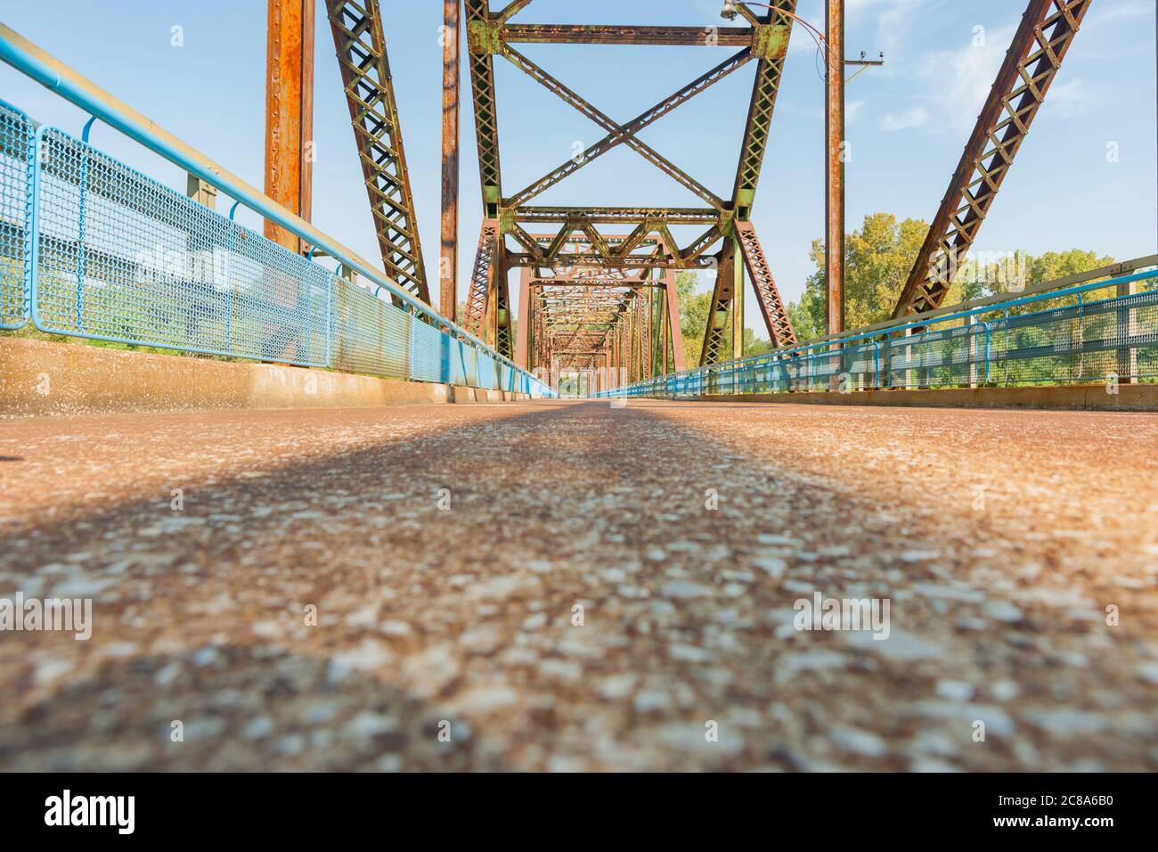Leading into distance from ground level Old Chain of Rocks Bridge ...