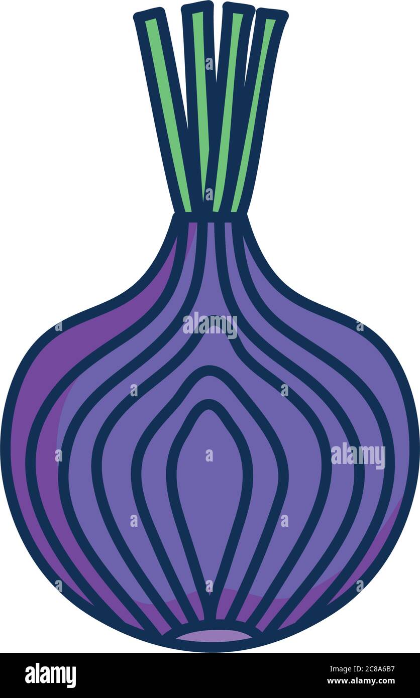 red onion icon over white background, line fill style, vector ...