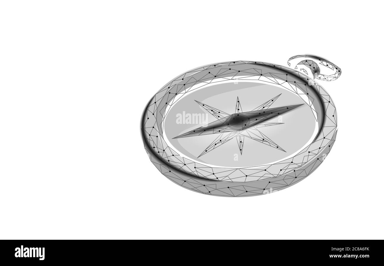 3D low poly compass. Business strategy problem solution concept ...