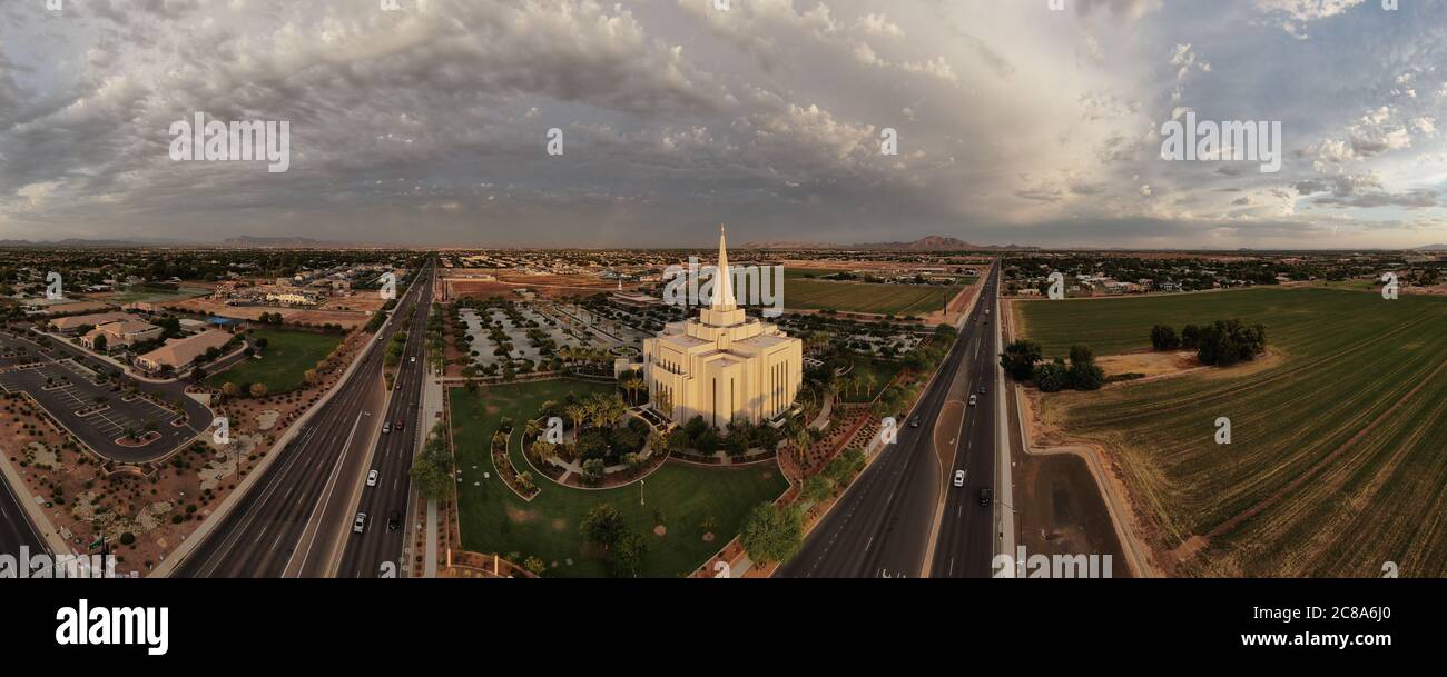 Aerial panoramic image showcasing the newly completed LDS/Mormon Temple ...