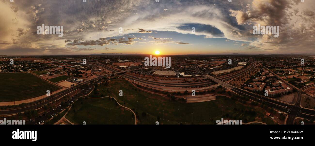 Stunning panoramic shot over Discovery Park in Gilbert, Arizona, right ...