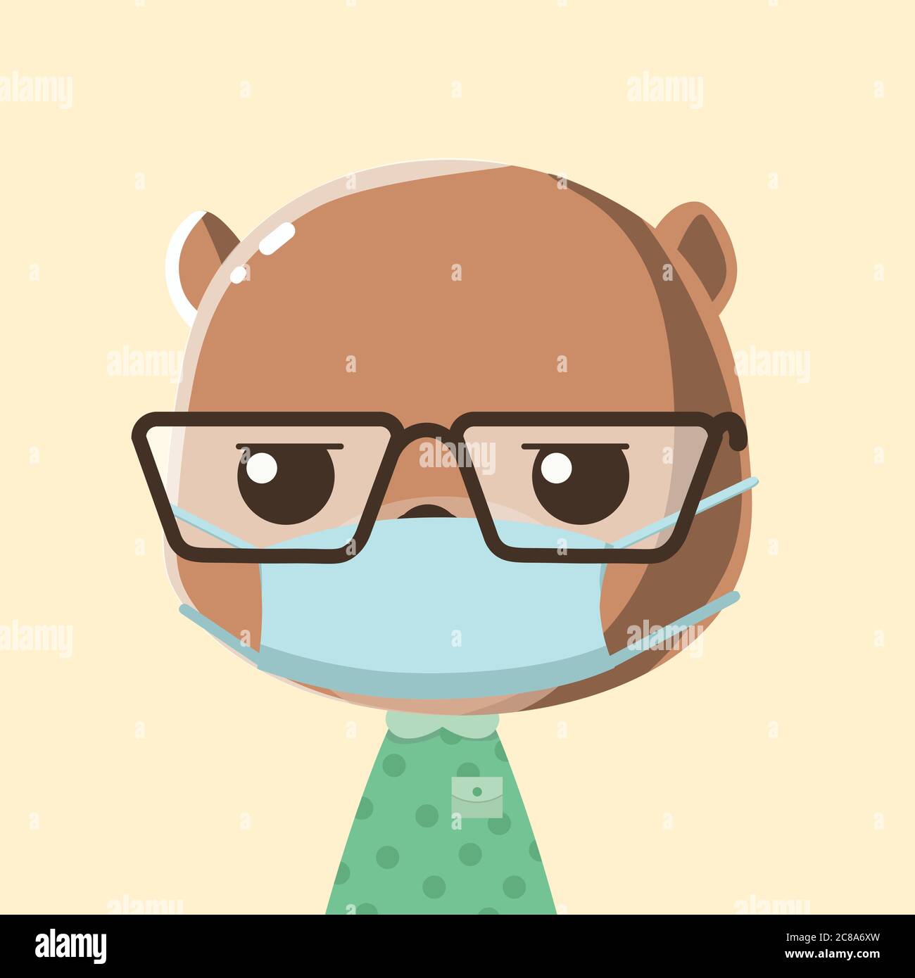 vector covid-19 virus face mask cartoon animal illustration Stock ...