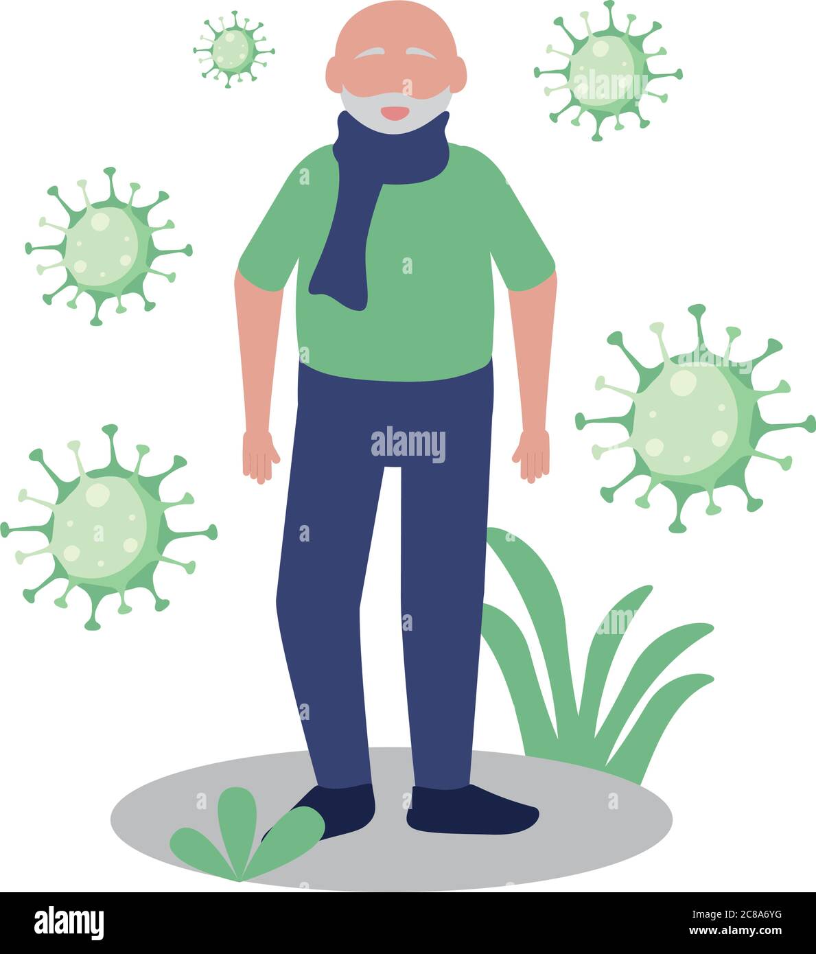 Old man with covid 19 virus design of 2019 ncov cov coronavirus ...