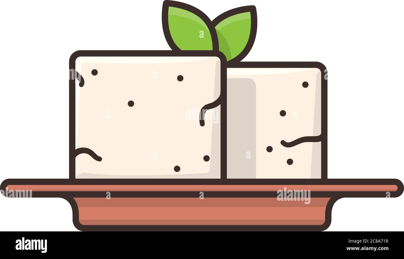 Tofu cubes on a plate vector illustration for World Tofu Day on July 26 ...