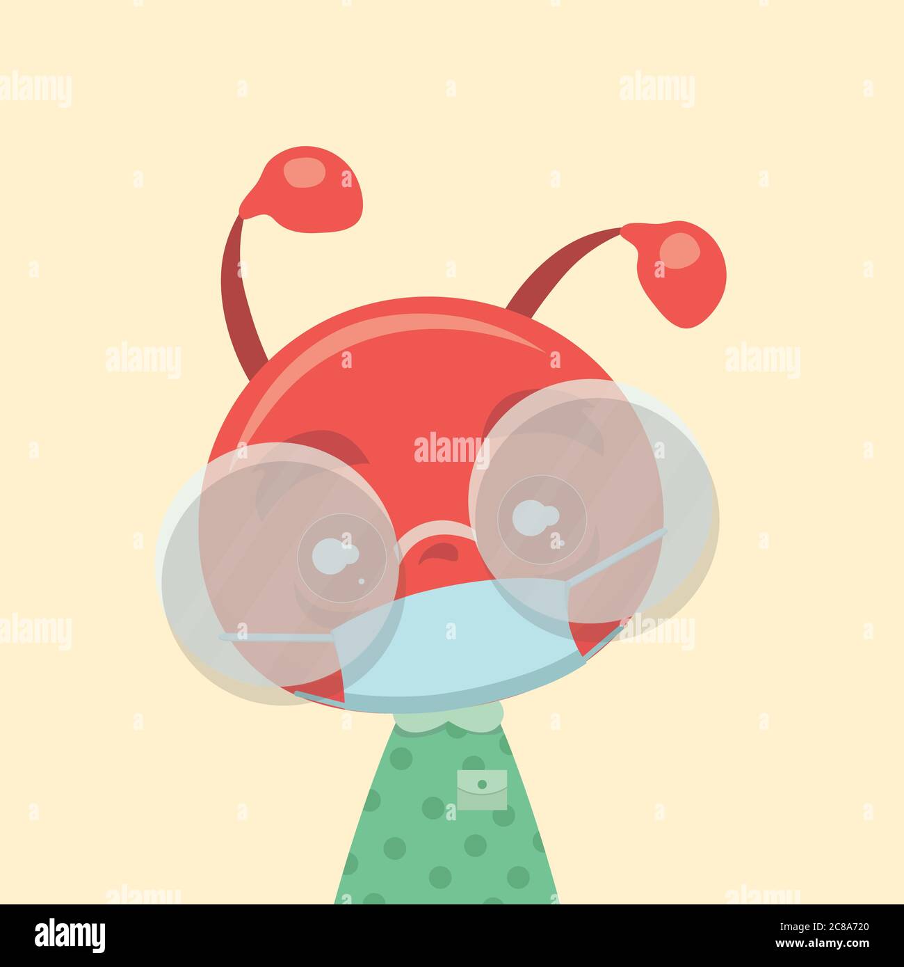 vector covid-19 virus face mask cartoon animal illustration Stock ...