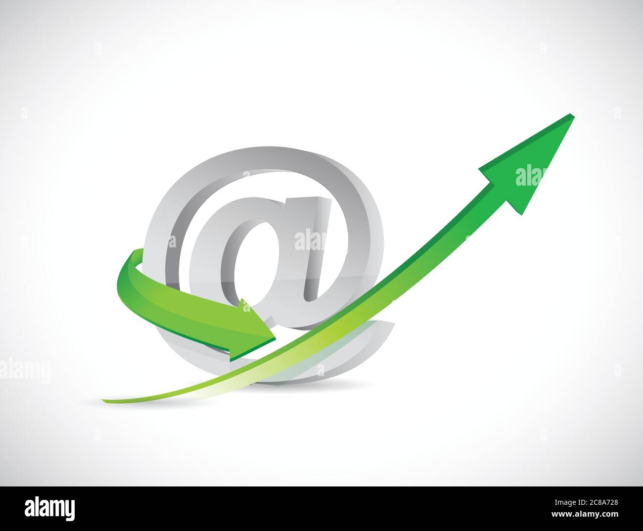 Internet at symbol and up arrow. illustration design over a white ...