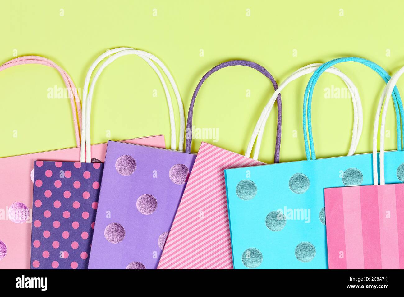 set of striped and dotted shopping bags Stock Photo - Alamy