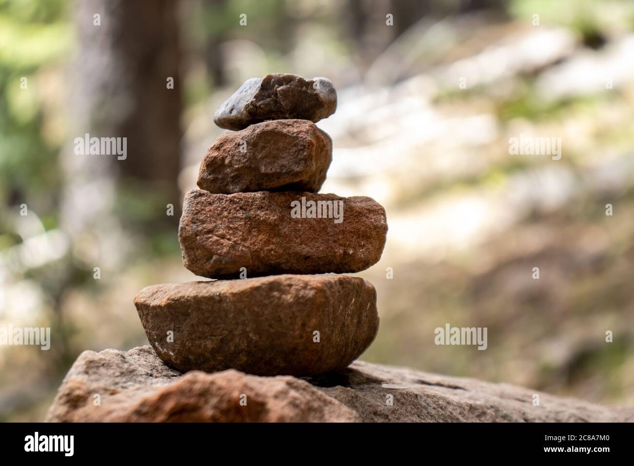 Rock Stack or Cairn marking the way along the trail around the ...
