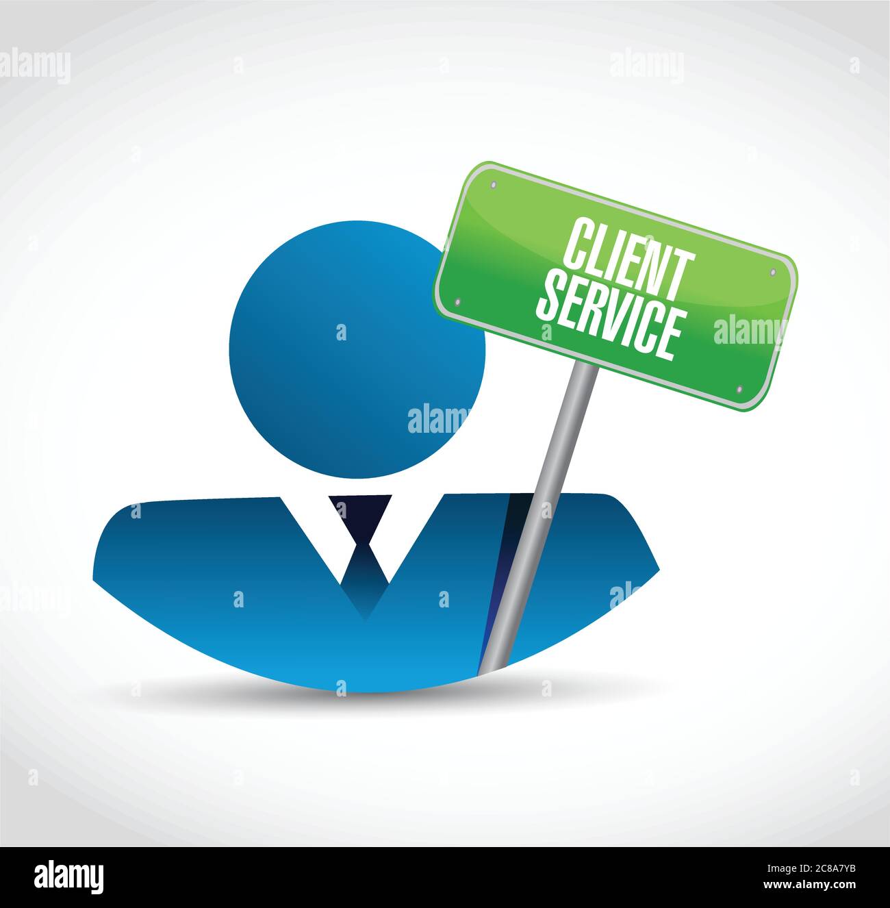 Client service icon and sign illustration design over a white ...