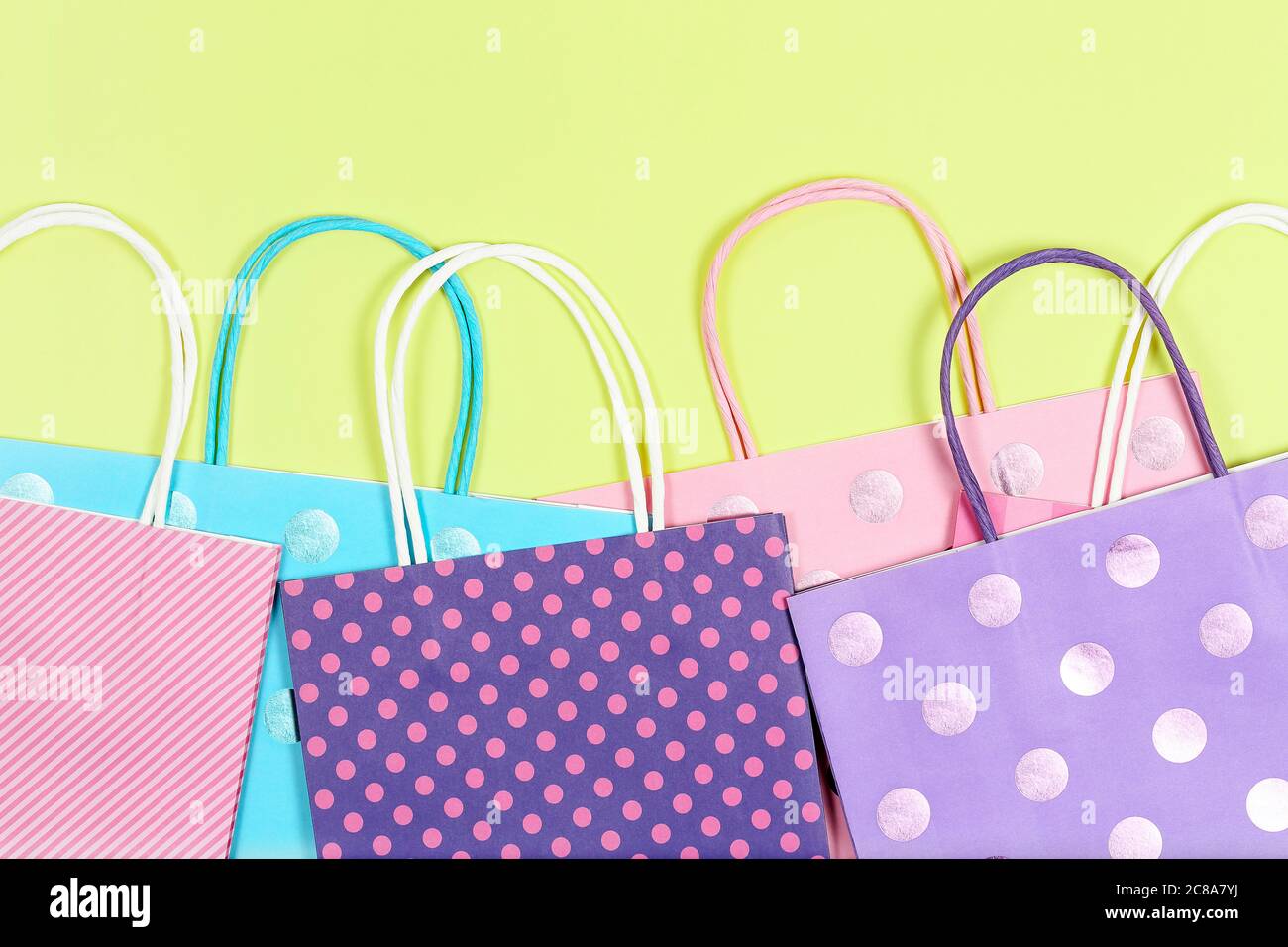 set of striped and dotted shopping bags Stock Photo - Alamy