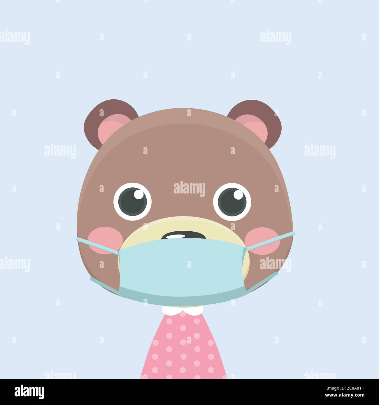 vector covid-19 virus face mask cartoon animal illustration Stock ...