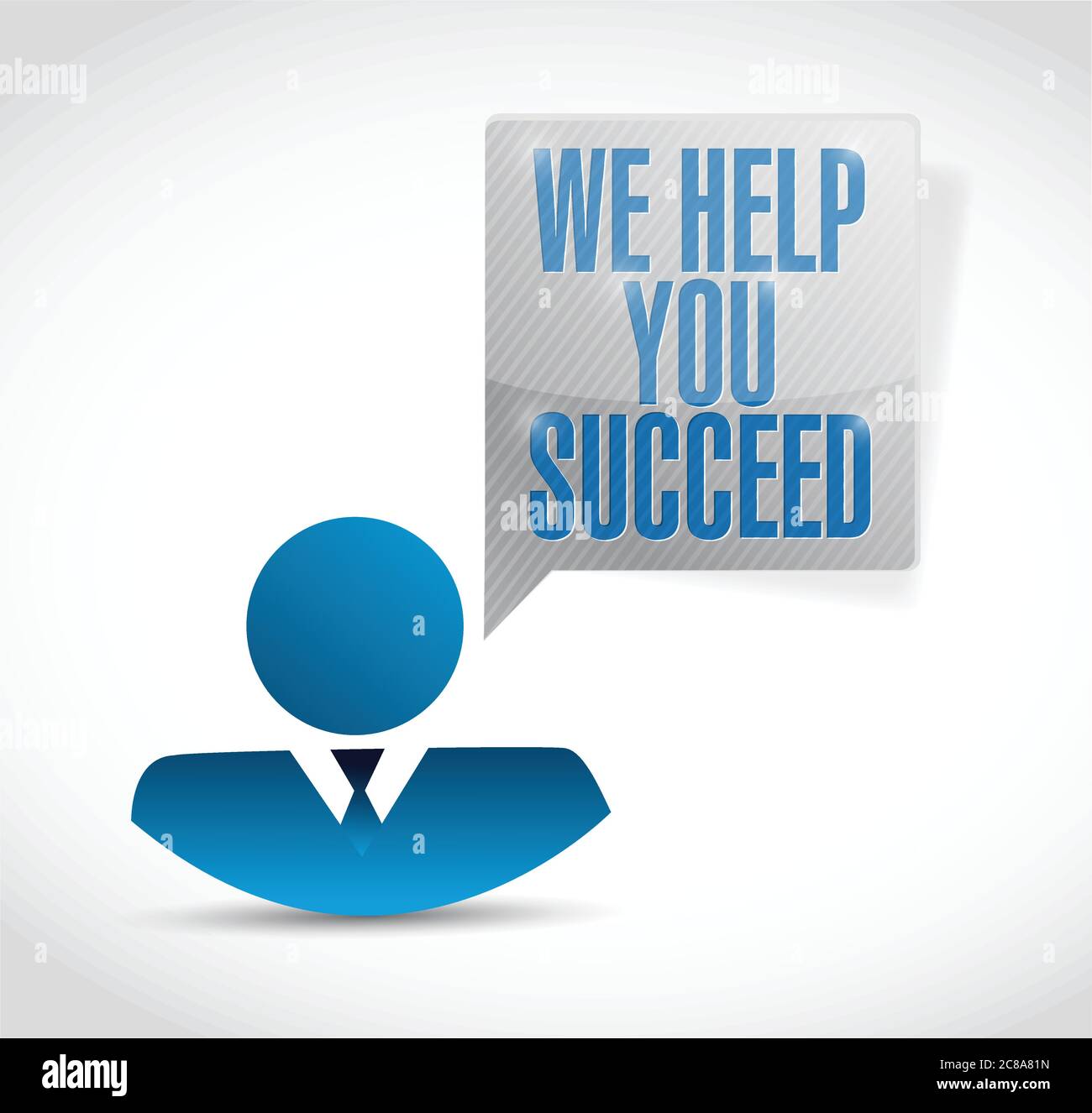 We help you succeed avatar message illustration design over a white ...