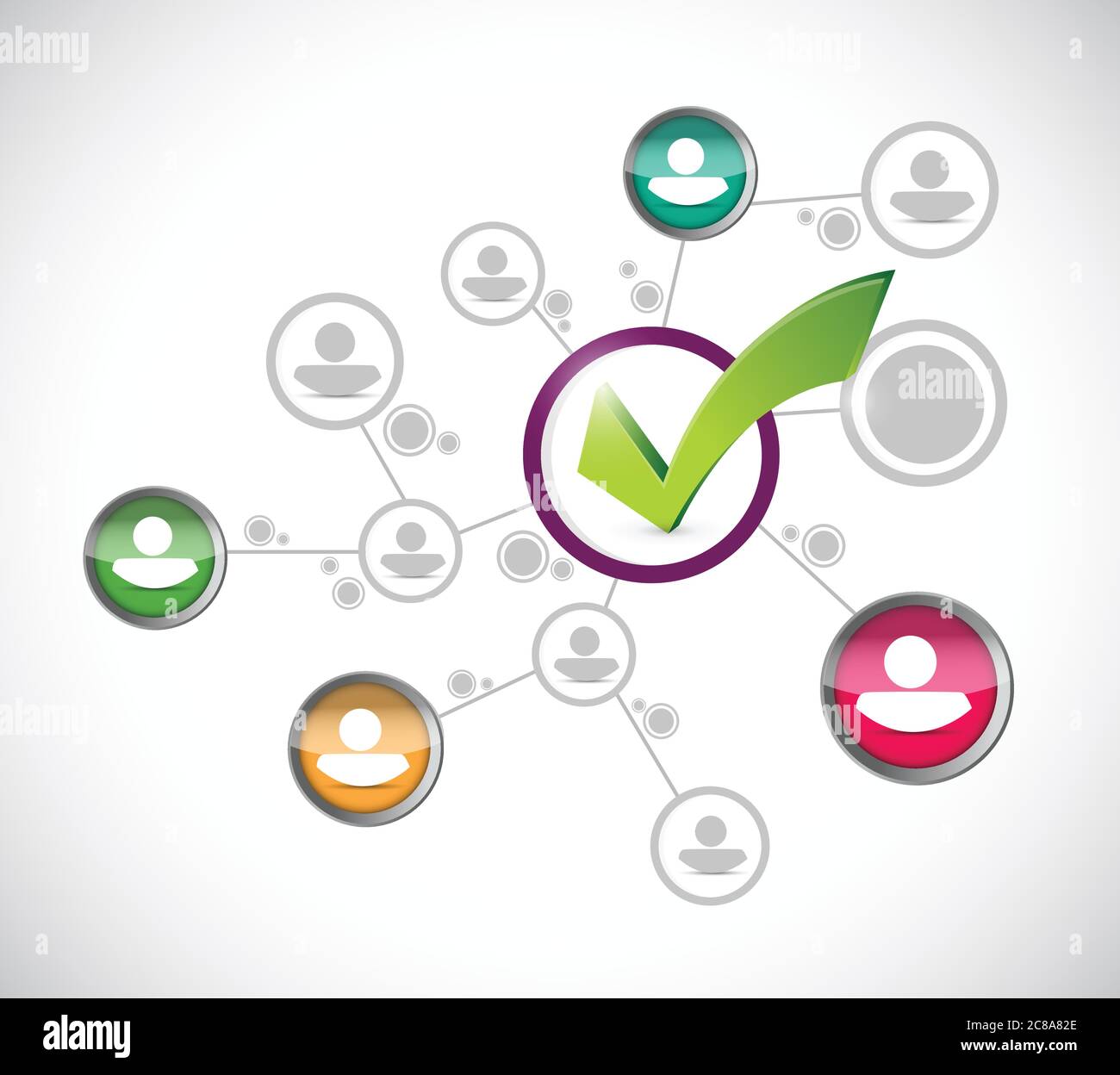 Check mark network connection illustration design over a white ...