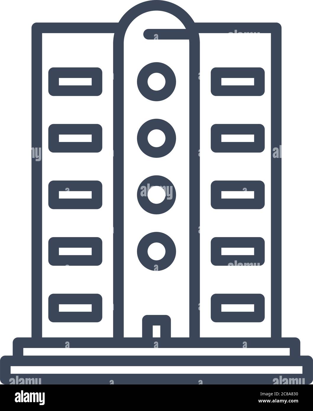 Building with windows line style icon design, City architecture urban ...