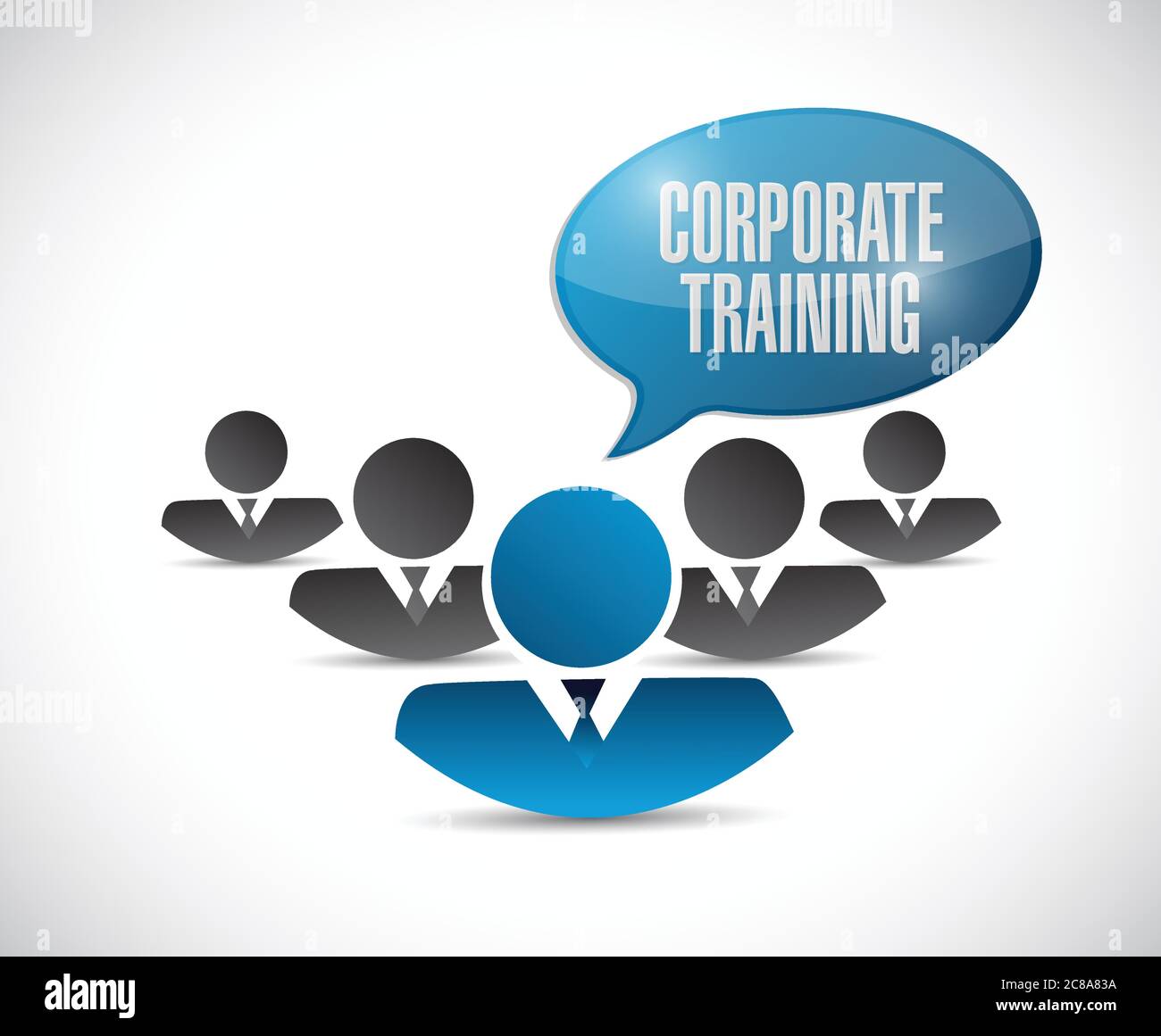 Team member corporate training message illustration design over a white ...