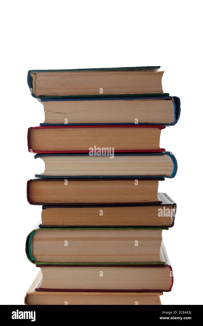 A stack of books on a white background close-up, color covers Stock ...