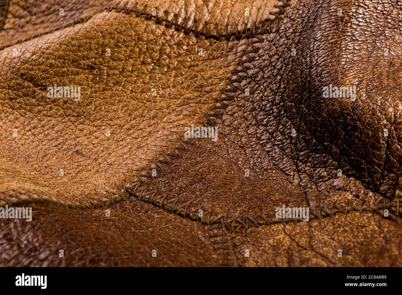 Old vintage genuine soft brown leather texture background, top layer ...