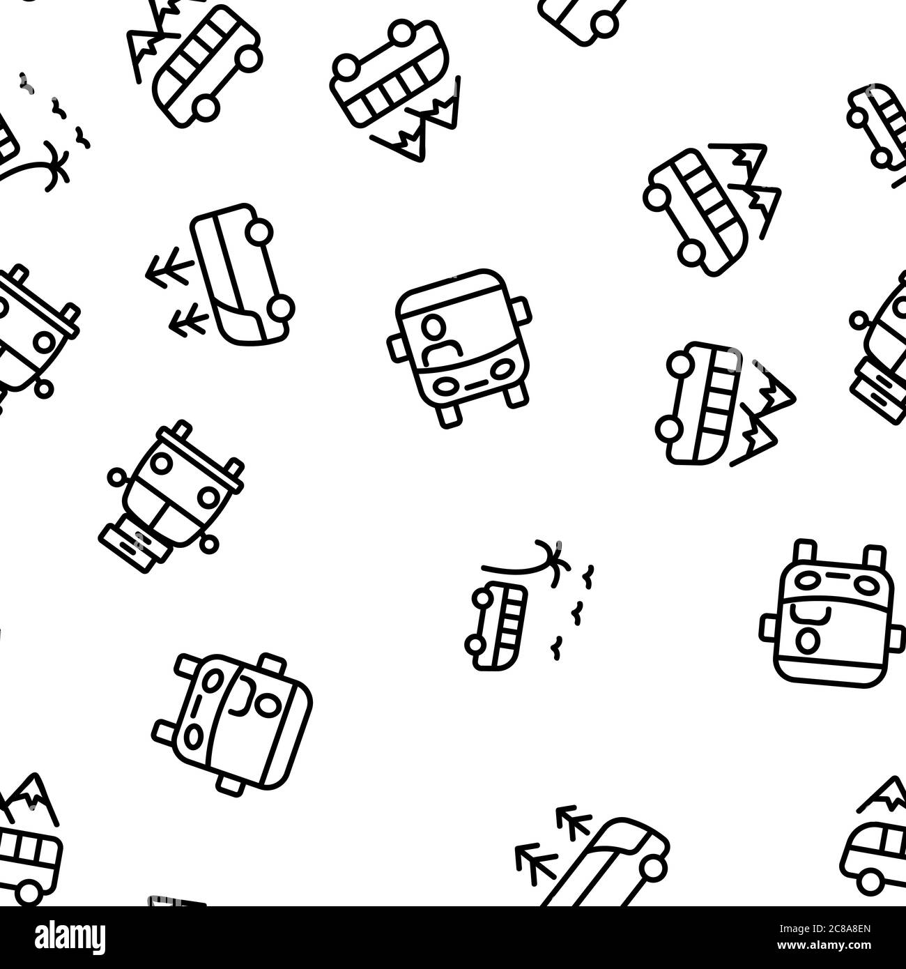 Bus Trip And Travel Vector Seamless Pattern Stock Vector Image & Art ...