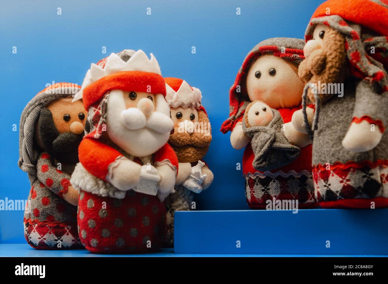 Cute hand crafted nativity scene made of wool and felt, with round ...