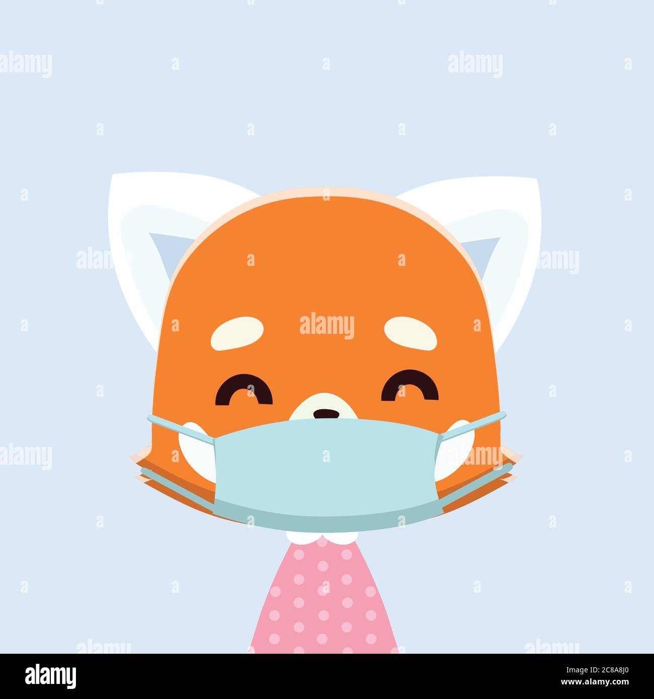 vector covid-19 virus face mask cartoon animal illustration Stock ...