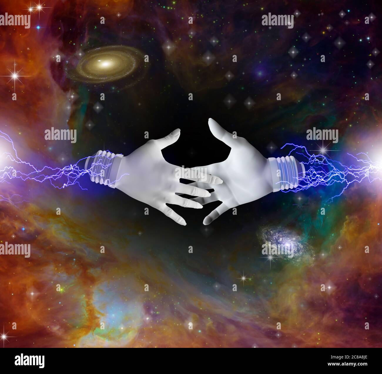 Handshake in space Stock Photo - Alamy