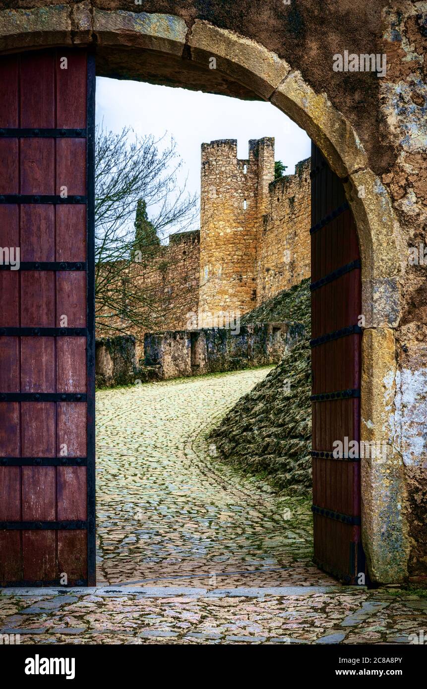 Entrance doorway to the convent of Christ, ancient medieval castle of ...