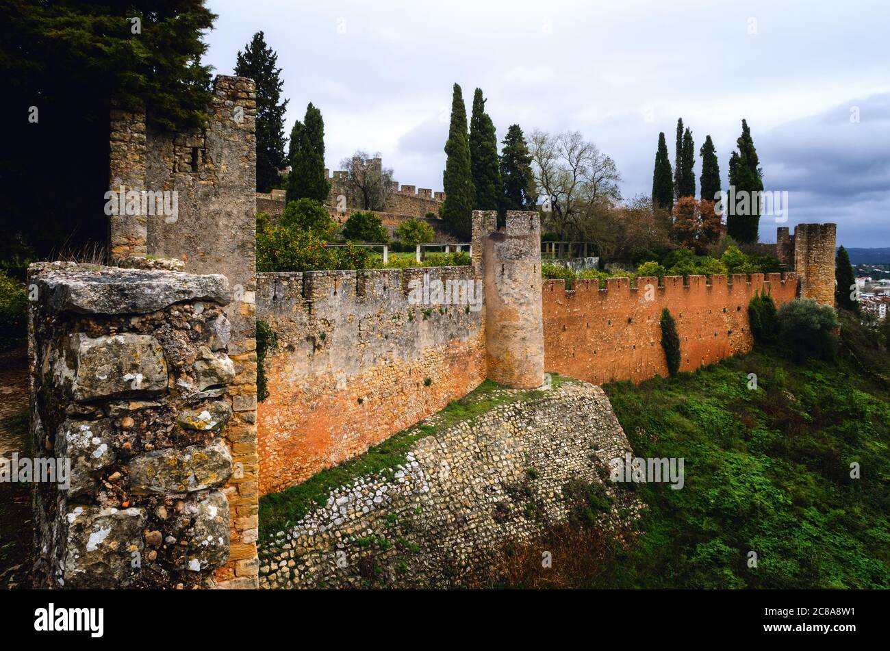 Outside stone walls of the convent of christ, ancient templar ...