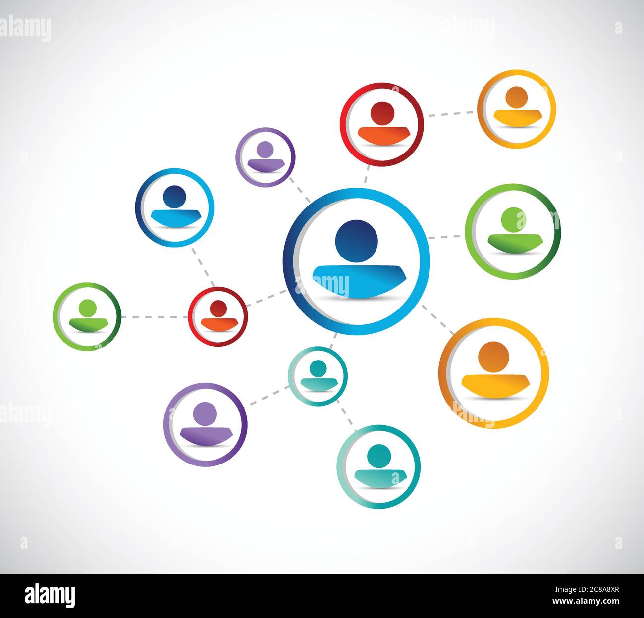 Color people network connection. illustration design over a white ...