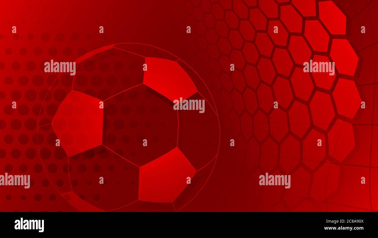 Football or soccer background with big ball in red colors Stock Vector ...