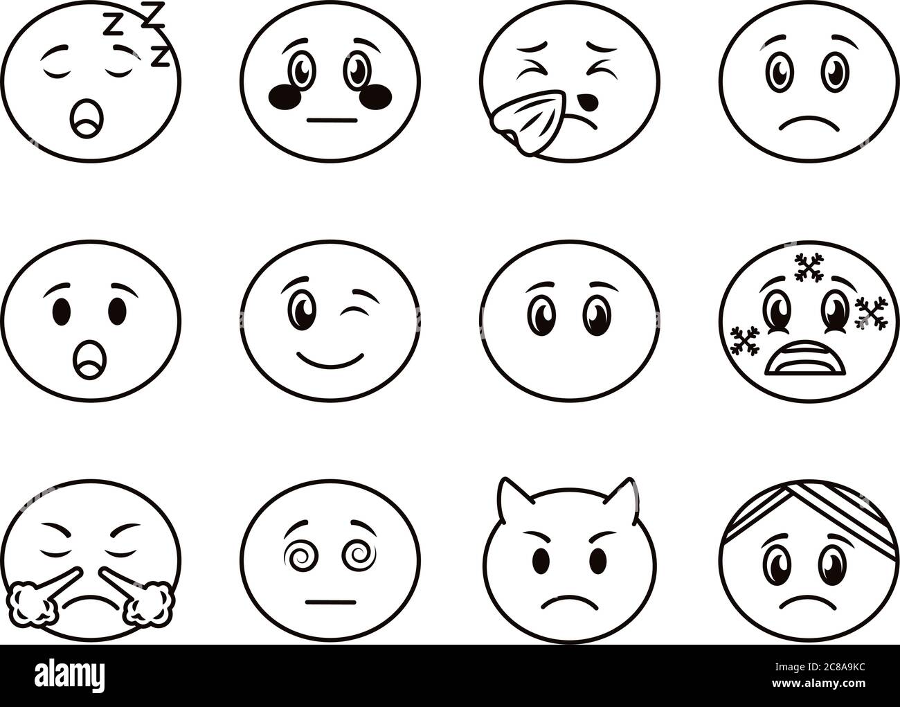 bundle of emojis faces set icons vector illustration design Stock ...