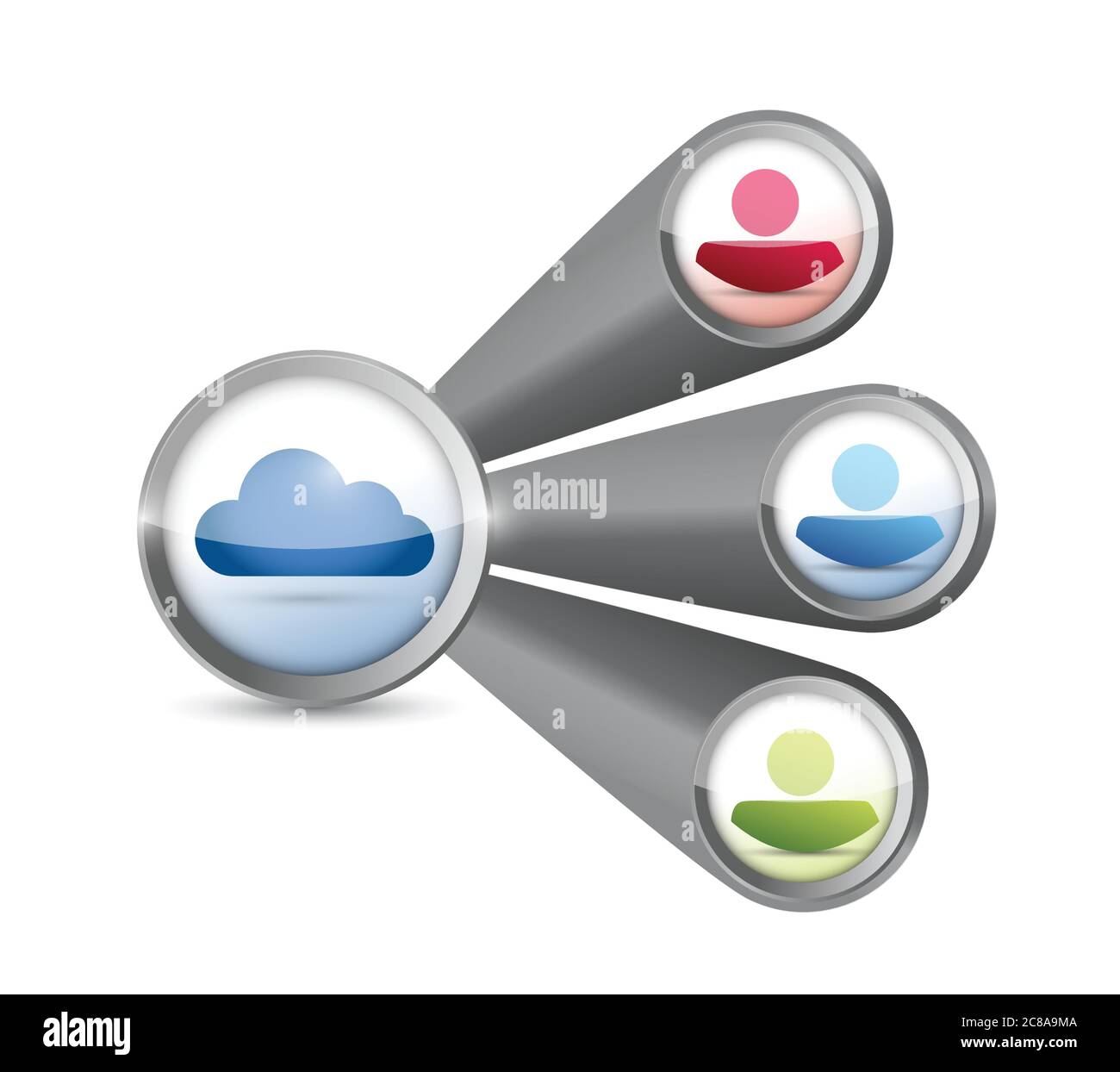 Cloud link storage network connection. illustration over a white ...
