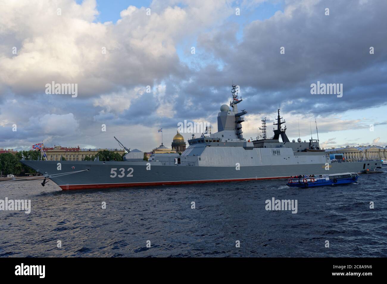 Russian Navy corvette Boikiy on Neva river in St. Petersburg, Russia ...