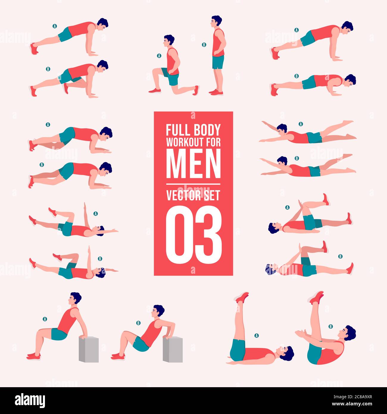 Guy doing fitness workout exercises Stock Vector Images - Alamy