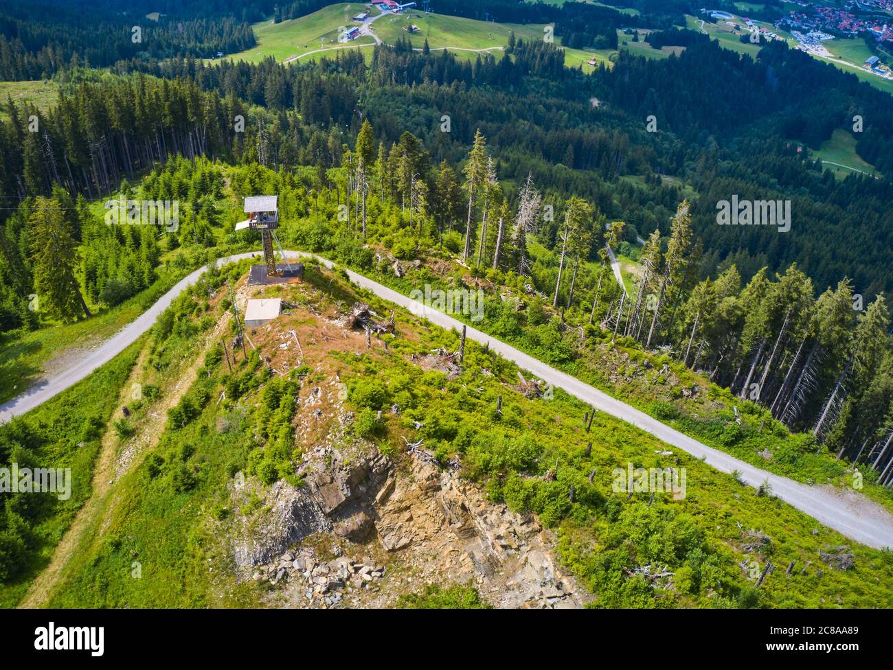 Nesselwang, Germany, July 22, 2020. Adventure AlpspitzKICK zipline in ...