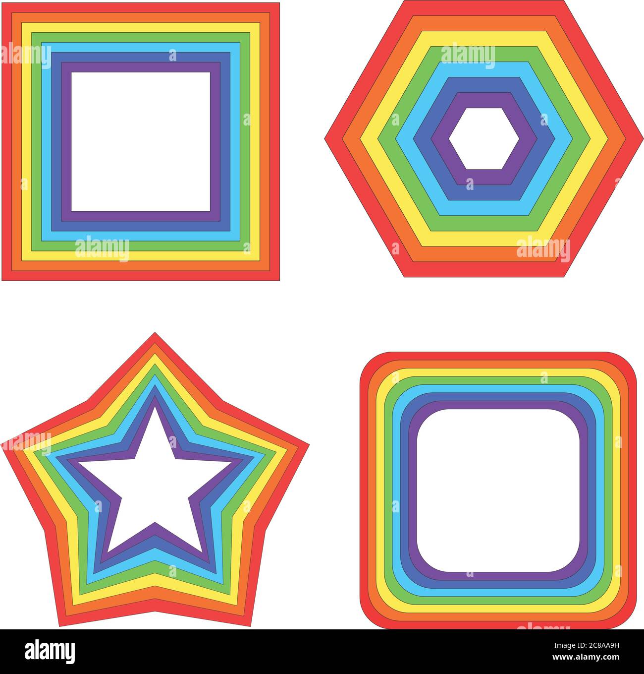 Rainbow square, star and other - vector geometric elements collection ...
