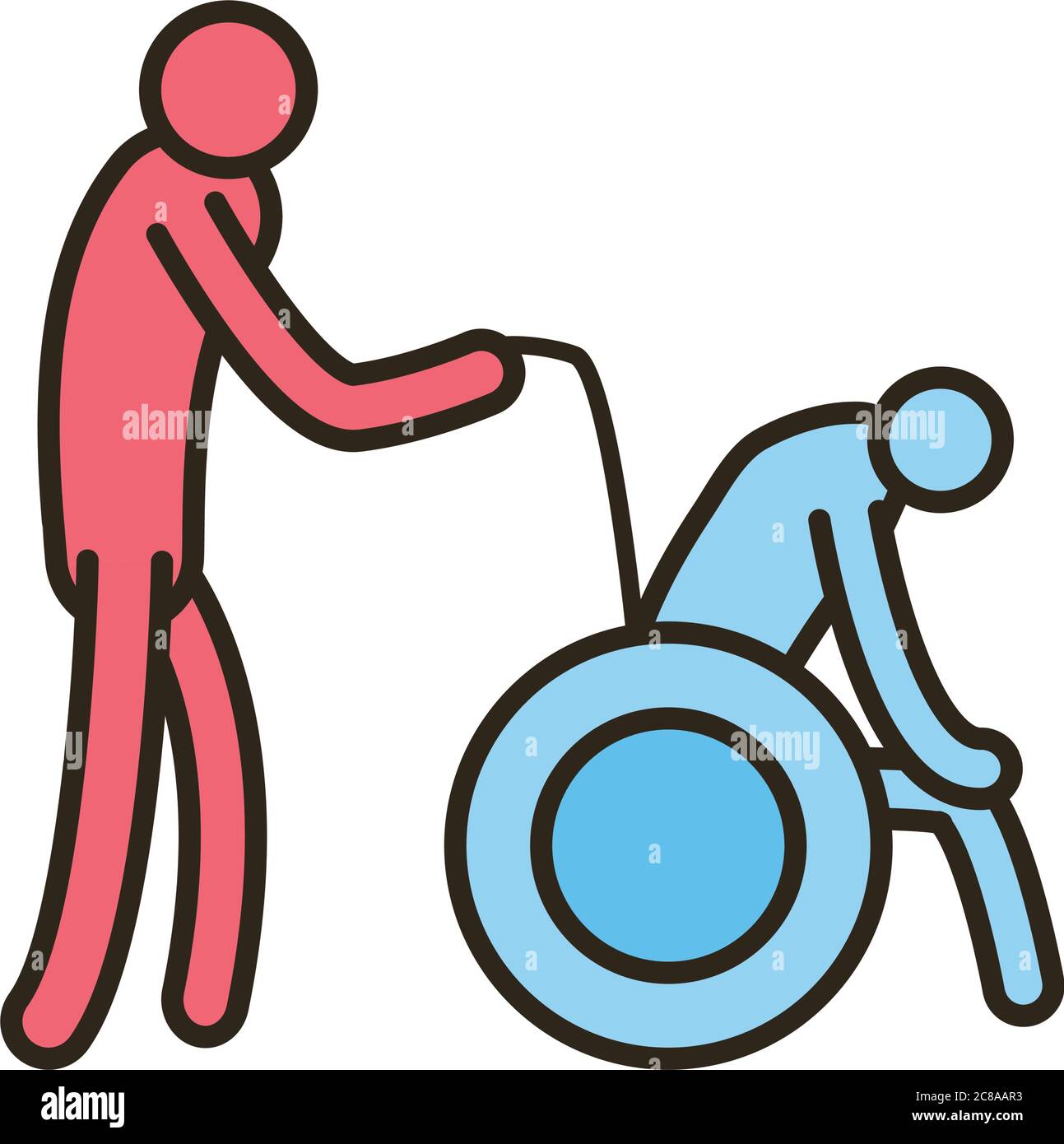 Grandfather avatar on wheelchair with nurse line and fill style icon ...