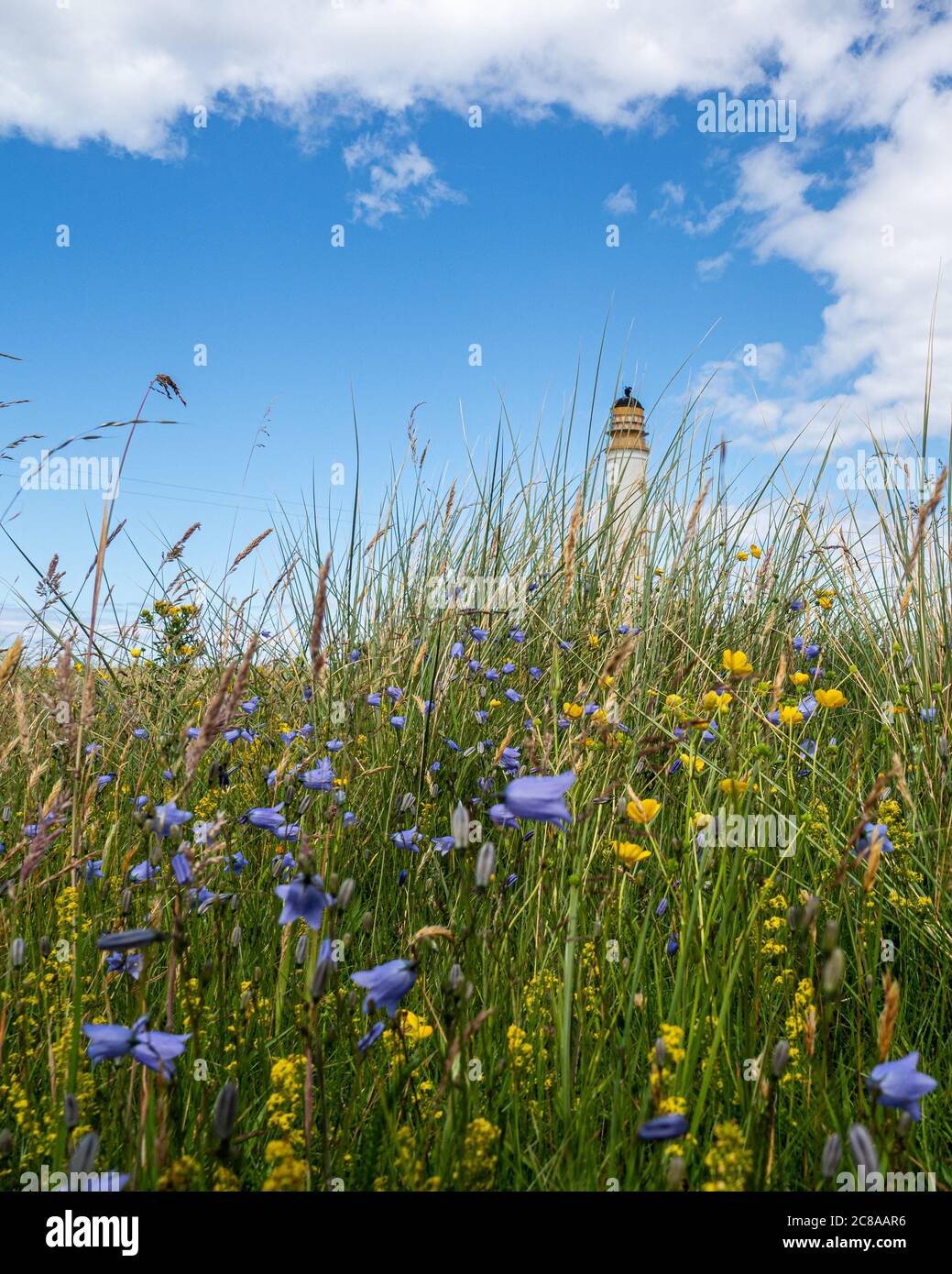 Barns Ness Lighthouse on the east coast of Scotland is located 3 miles ...