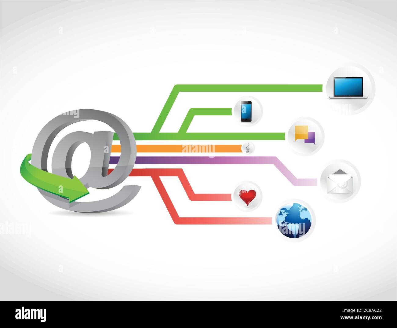 Internet social media circuit diagram illustration design over white ...