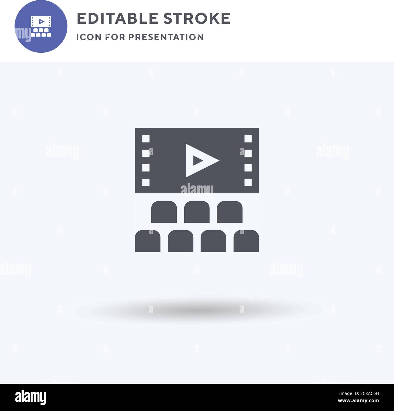 Cinema icon vector, filled flat sign, solid pictogram isolated on white ...