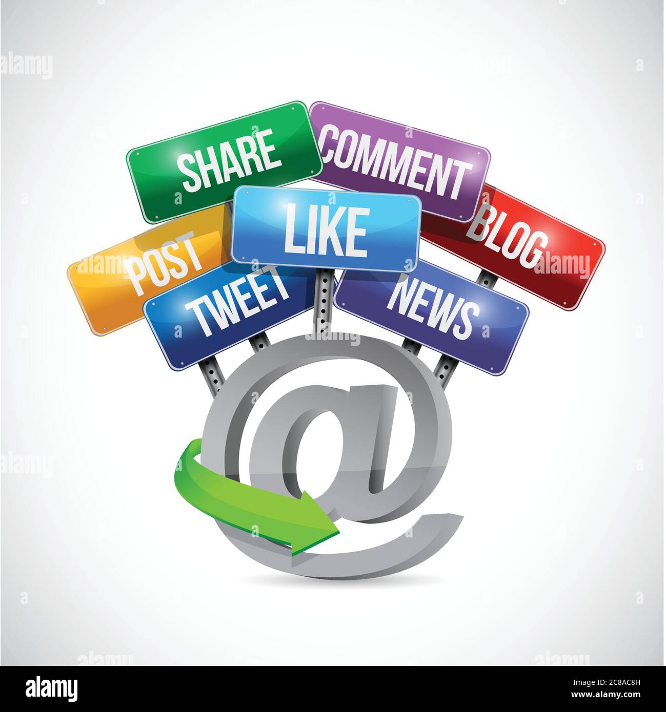 Online social media road sign illustration design over a white ...