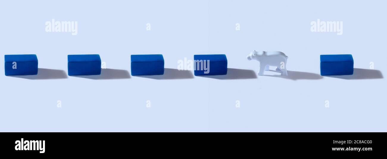 horizontal pattern with blocks and polar bear on white background. Save ...