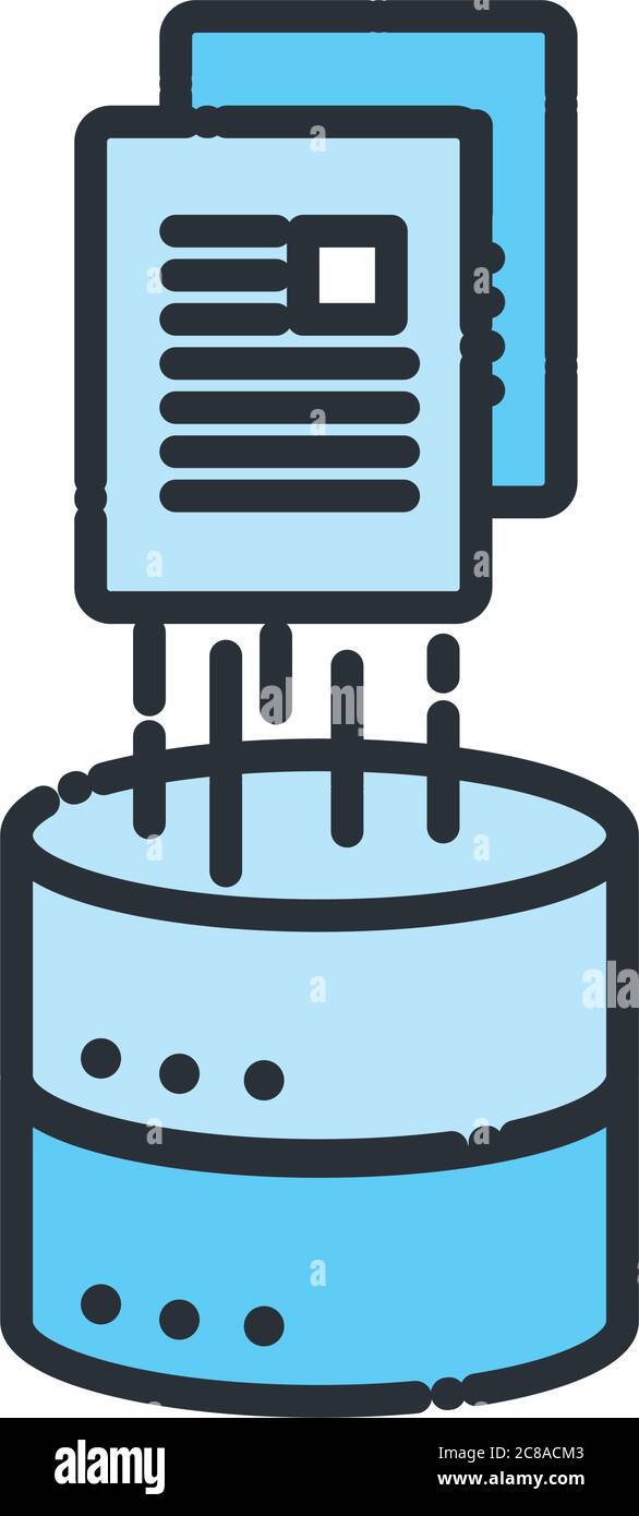 Web hosting with document line and fill style icon design, Big data center base security system ...