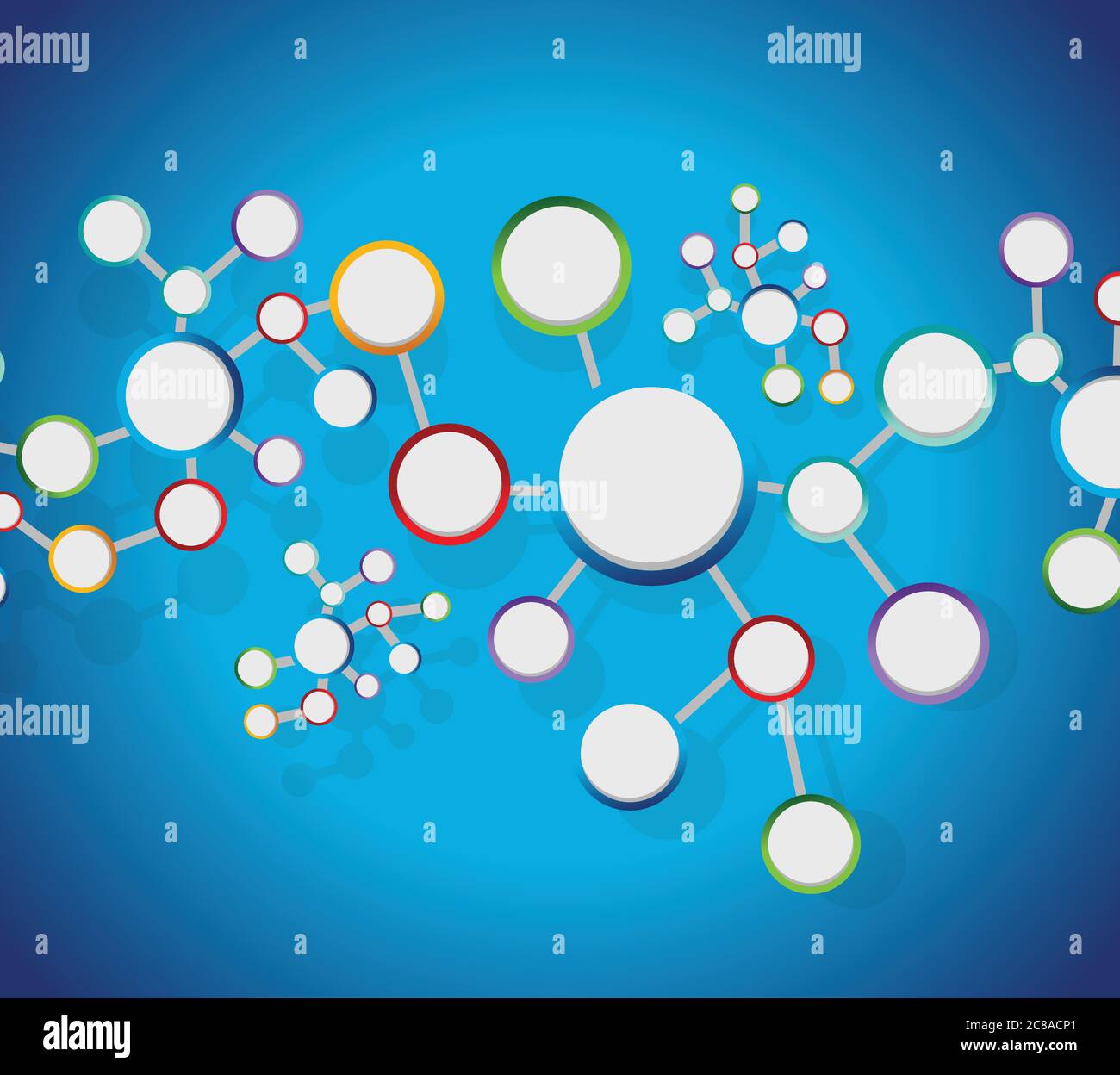 Atoms diagram link network connection illustration design over a blue ...