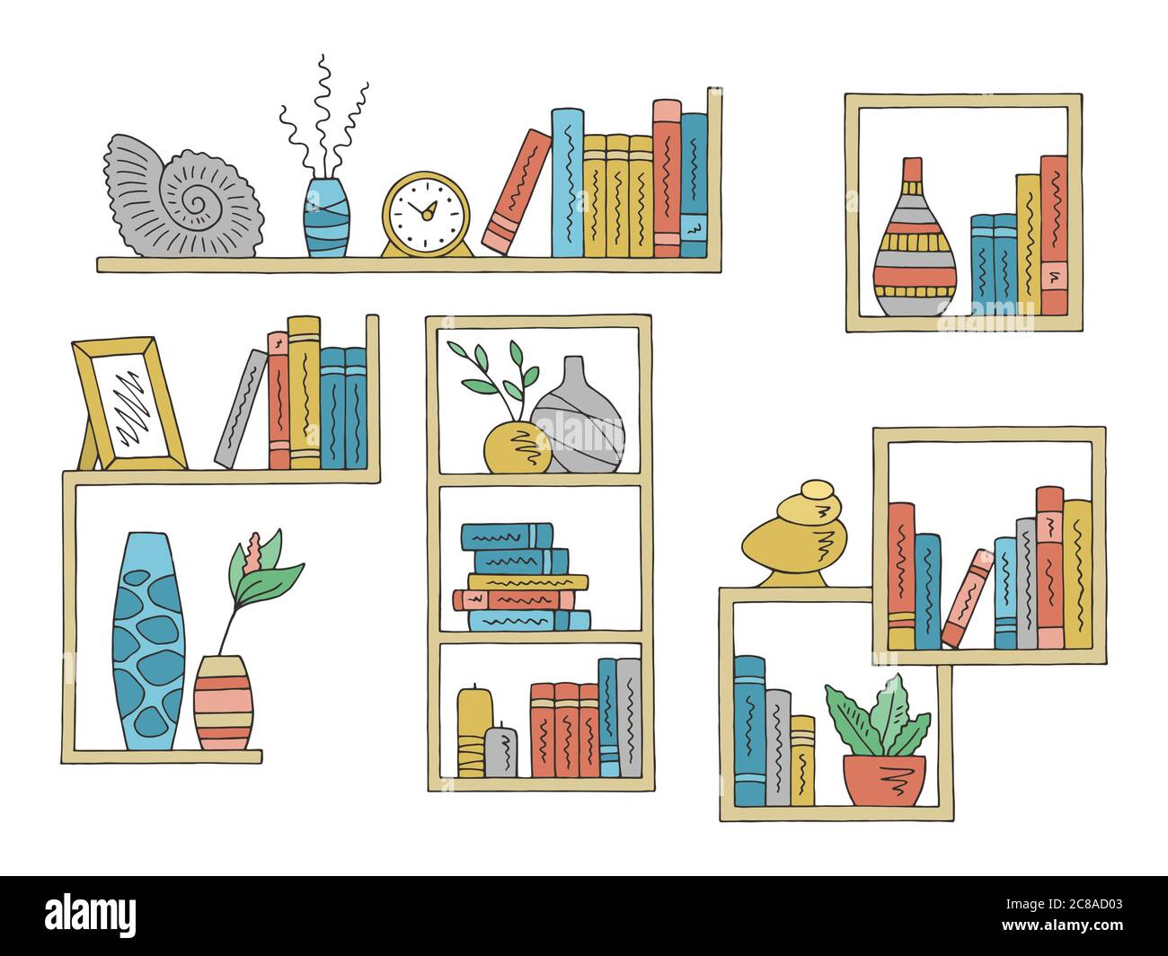 Shelves set graphic color isolated sketch illustration vector Stock ...