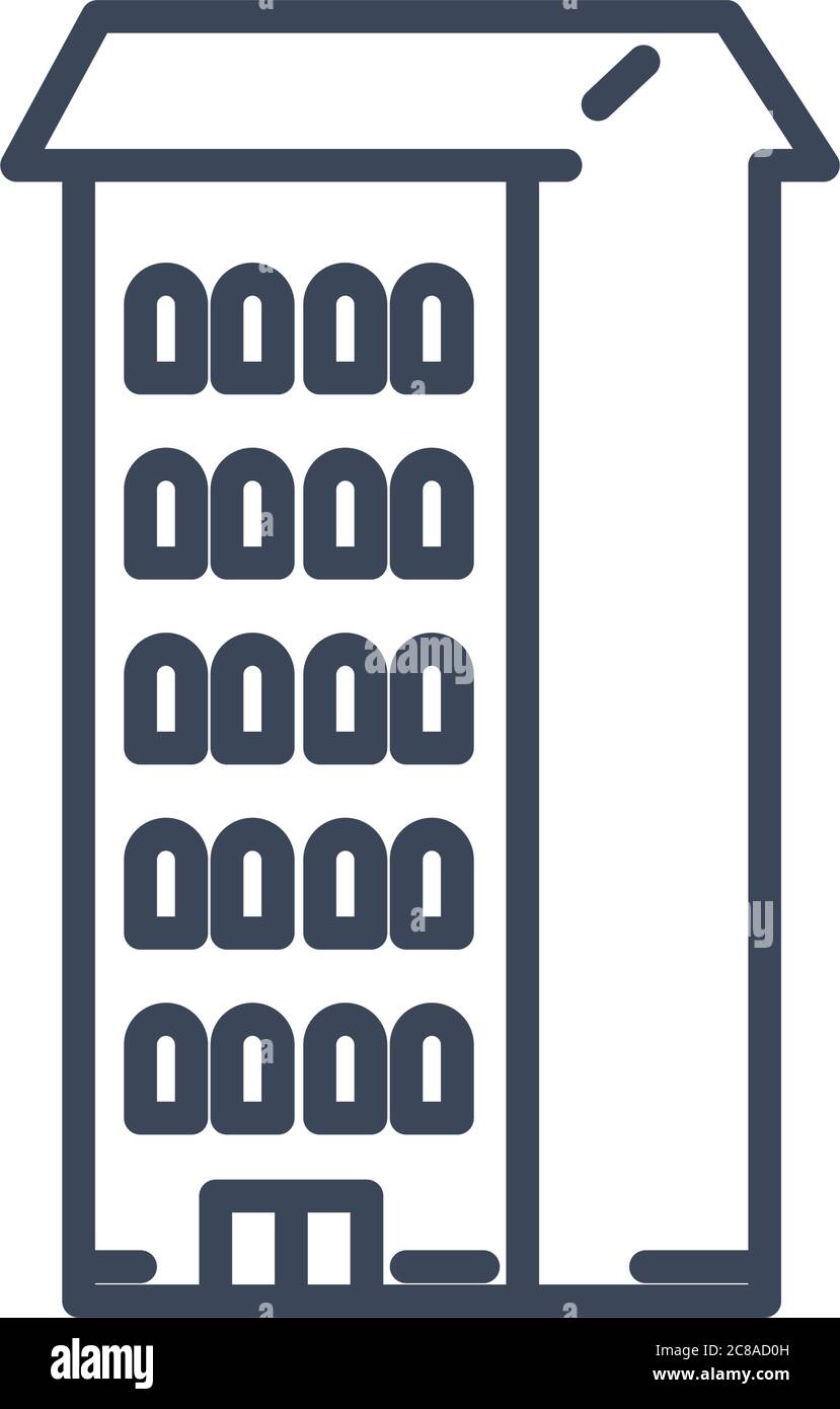 Building with windows line style icon design, City architecture urban ...